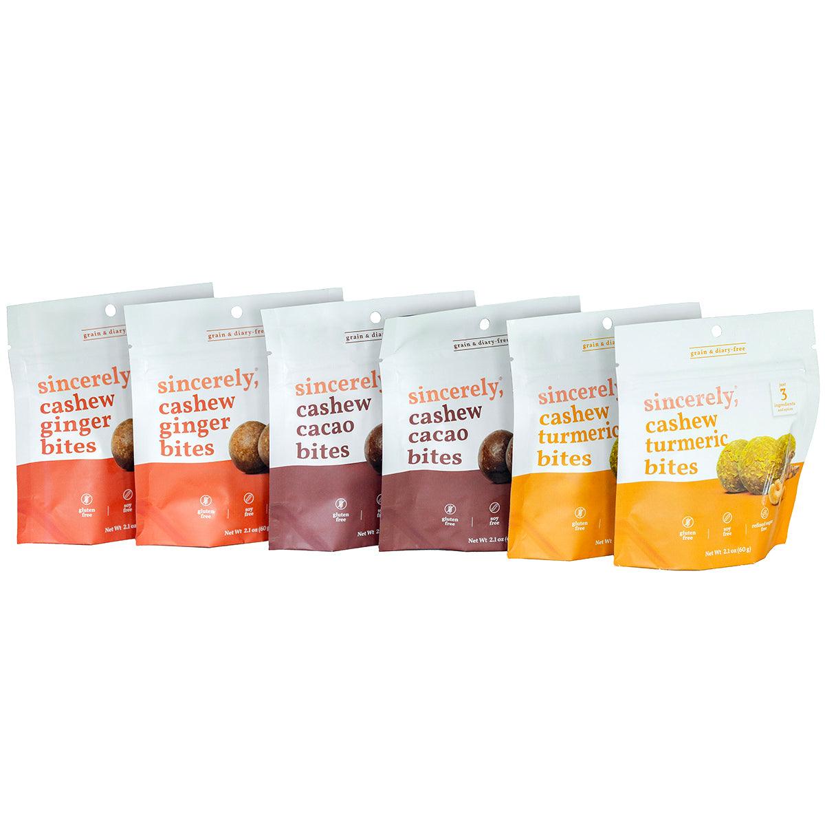Cashew Bites Mix Pack – 6 Pack | Paleo-Friendly Snacks – sincerely, BY ...